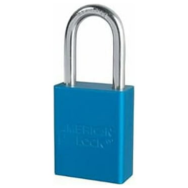 American Lock Solid Aluminum Padlock, 1/4" dia, 1" x 3/4", Blue, Keyed ...