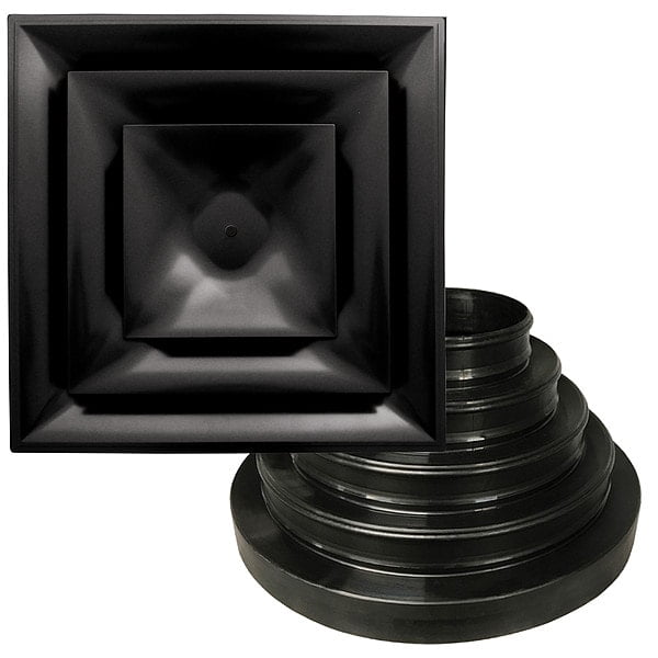 American Louver Ceiling Diffuser,Square,6 to 14" Duct STR-C-BK-NRD ...