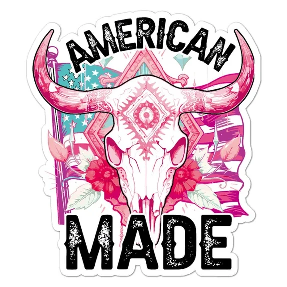 American Made Buffalo Skull Sticker Indoor Outdoor Phone Decal Water ...