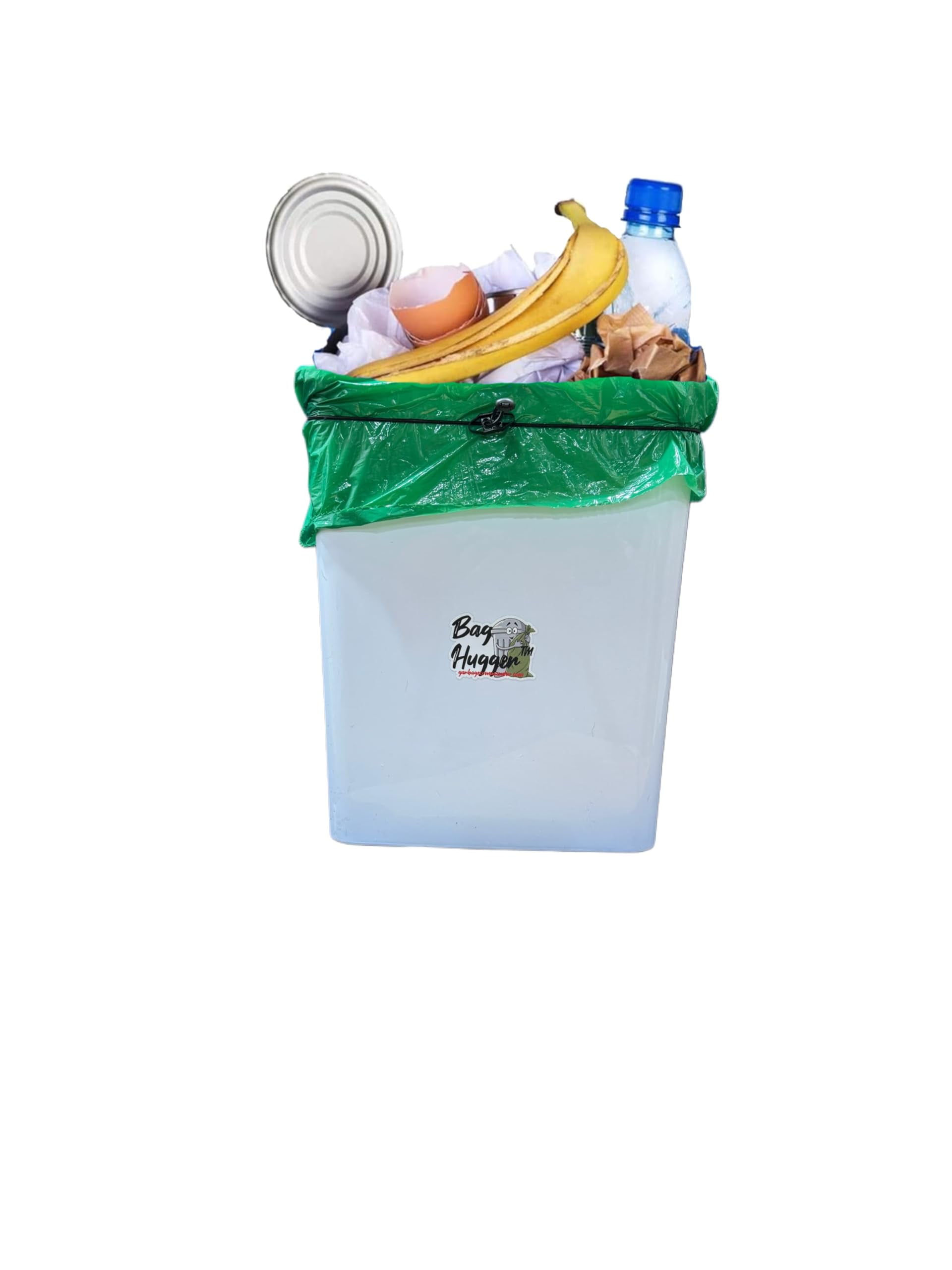 American-Made Garbage Commander Bag Hugger™ Storage Bag-Rubber, Nylon Secures Trash Bag Liners ...