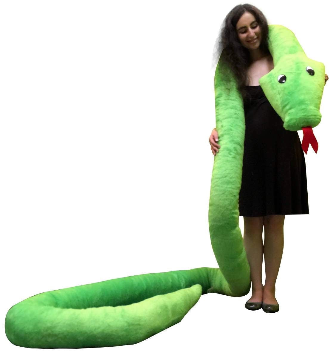 American Made Giant Stuffed Snake 18ft Long, Soft Green Plushie, Kids ...