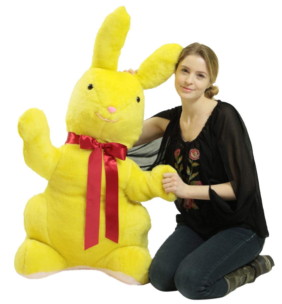 American Made Giant Stuffed Yellow Bunny Soft 42 Inch Big Plush Rabbit ...