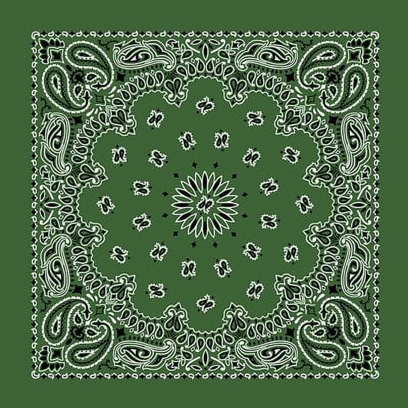 American Made Hunter Green Western Paisley Bandana - Single Piece 22x22 ...