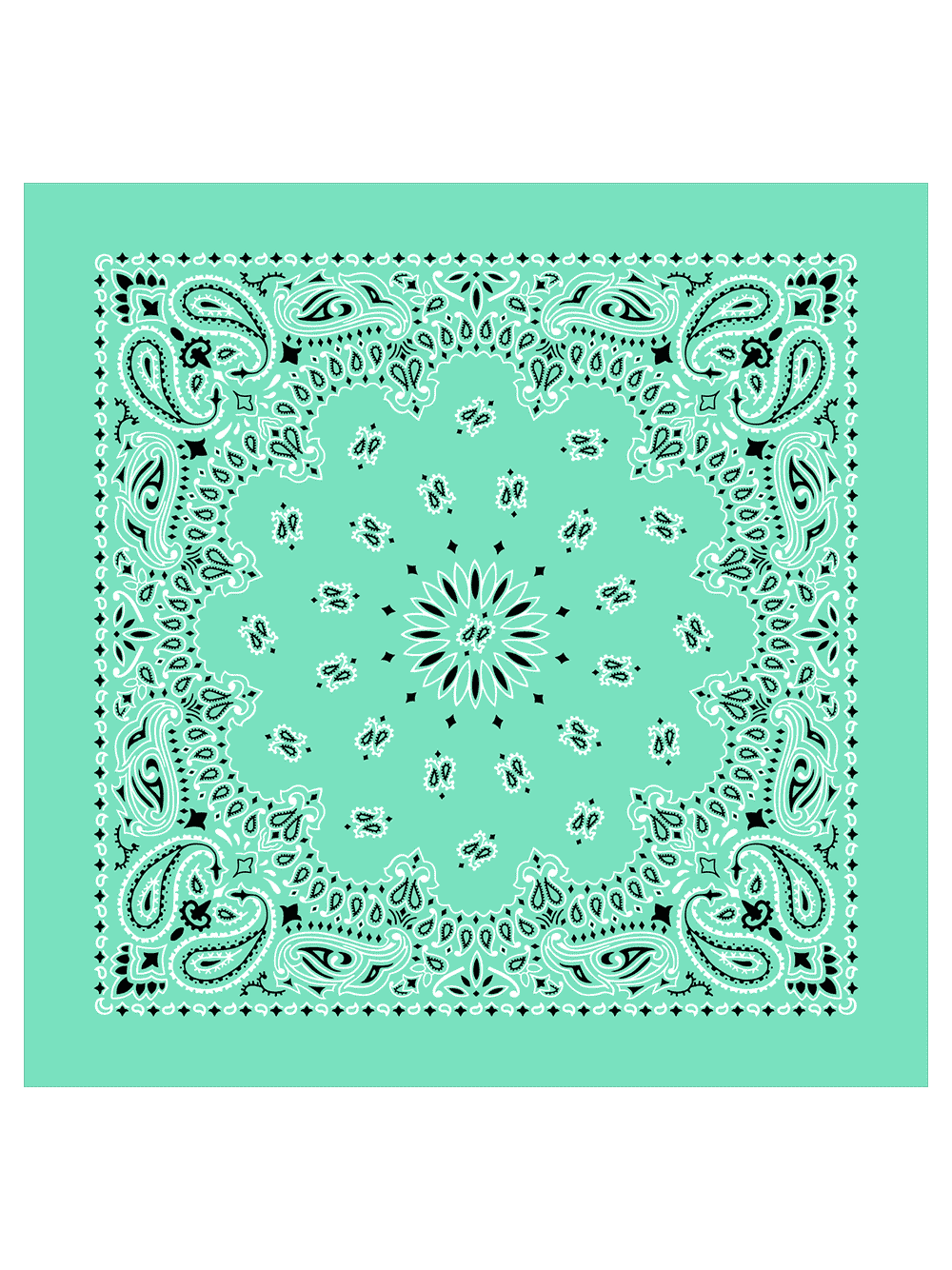 American Made Kelly Green Western Paisley Bandana - Single Piece 22x22 ...
