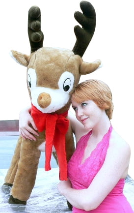 American Made Life size 4 feet-tall Big Plush Reindeer Wearing Red ...
