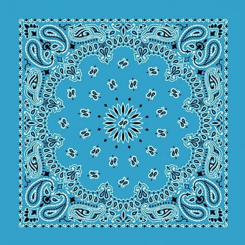 American Made Light Blue Western Paisley Bandana - Single Piece 22x22 ...