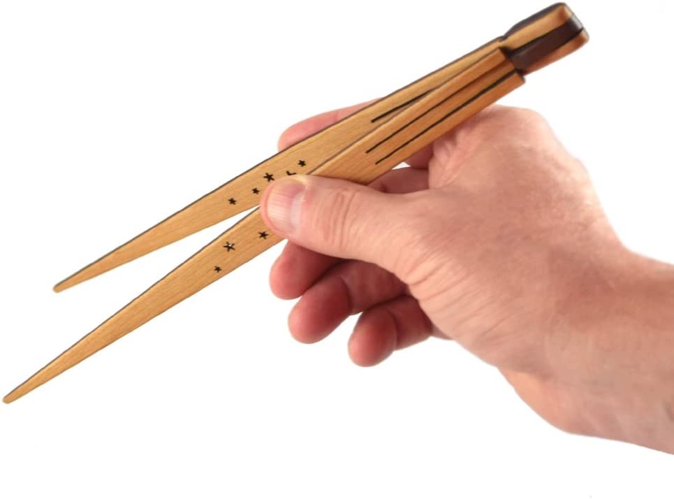 American Made Reversible Fold-Flat Spring Hinged Cherry Wood Chopsticks ...