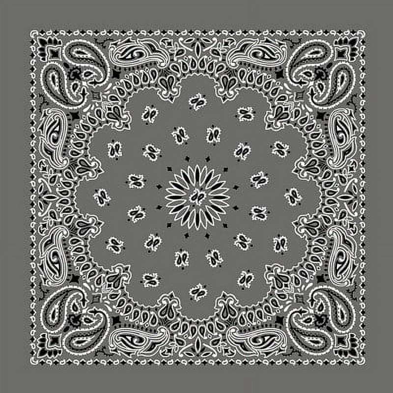 American Made Silver/Light Gray Western Paisley Bandana - Single Piece ...
