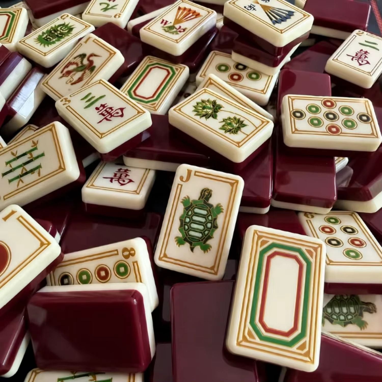 American Mahjong Set - 160 pieces of Turtle-Style Acrylic Double-layer ...
