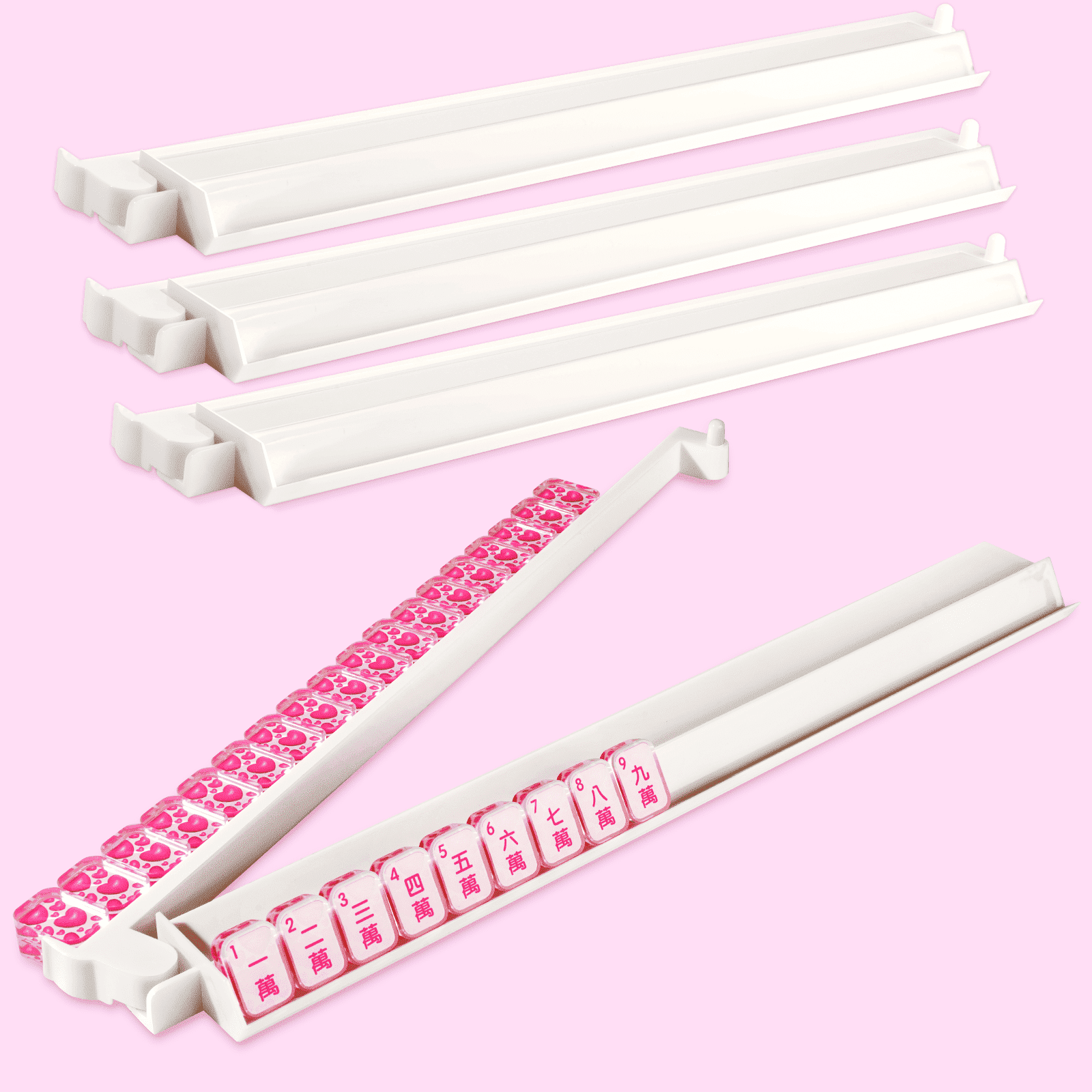 American Mahjong Tile Rack and Pusher Set - 4 Acrylic Racks with ...