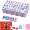 American Mahjong Tile Set,166 Tiles White Pink Acrylic Carving Tiles ...