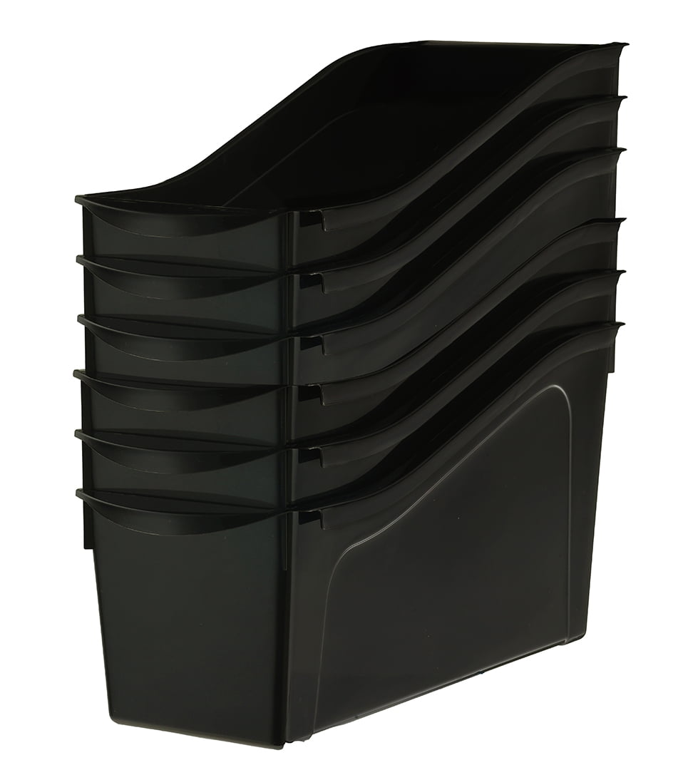 American Maid Black Plastic Interlocking Book and Magazine Storage Bins ...