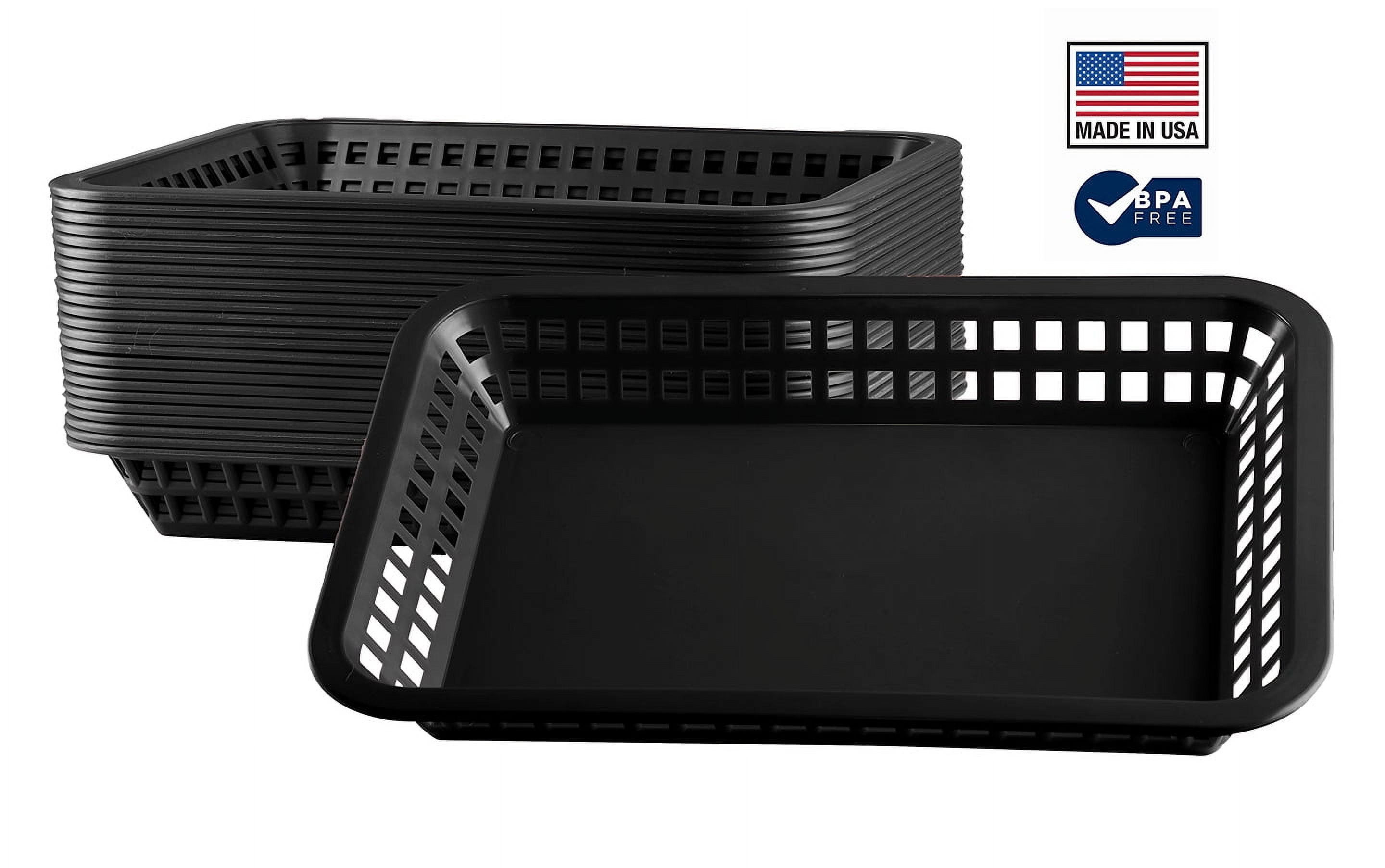 American Maid Black Plastic Rectangle Food Serving Basket Set of 24 ...