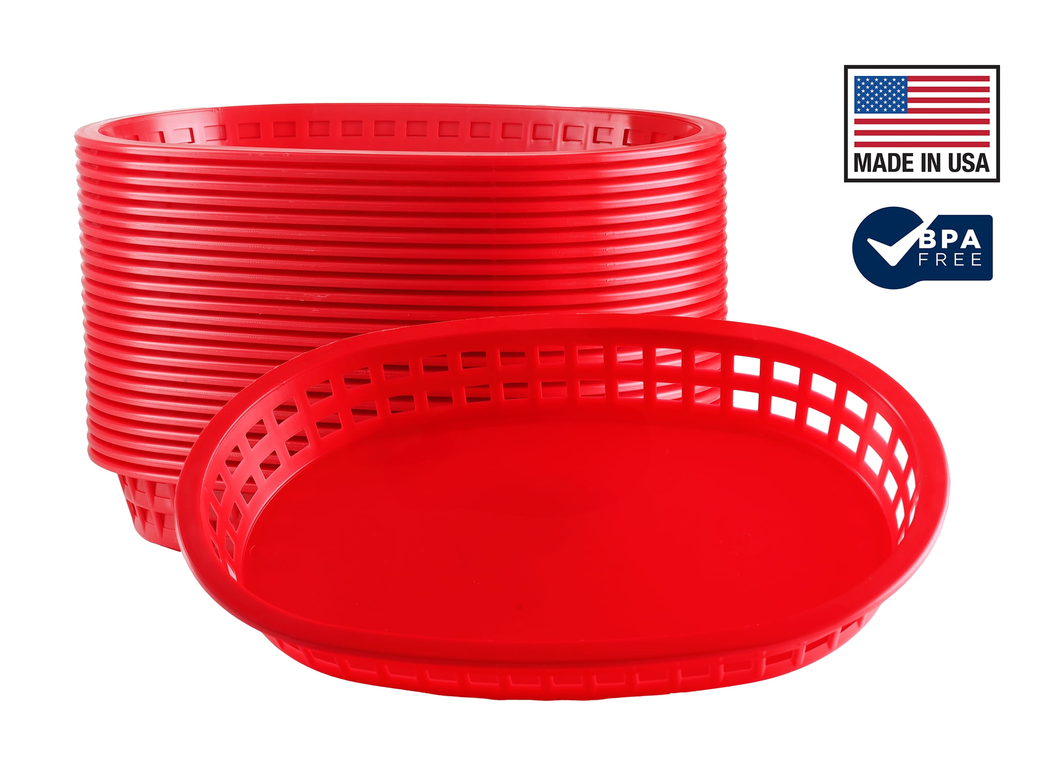 American Maid Red Plastic Oval Food Serving Baskets Set of 24 - Walmart.com