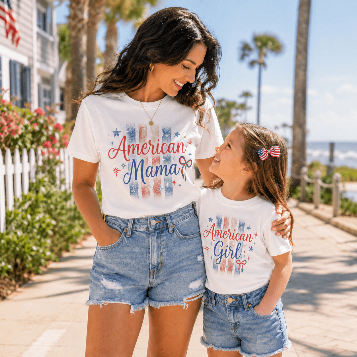 American Mama American Girl Matching Shirts, Mom and Daughter 4th of ...