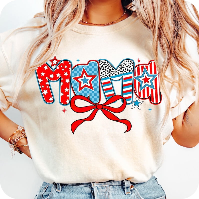 American Mama Coquette T-Shirt – Retro 1776 Flag Graphic for Patriotic ...
