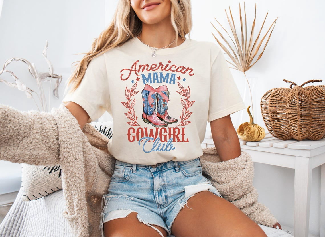 American Mama Cowgirl Club Shirt, 4th of July Mother Tee, American ...