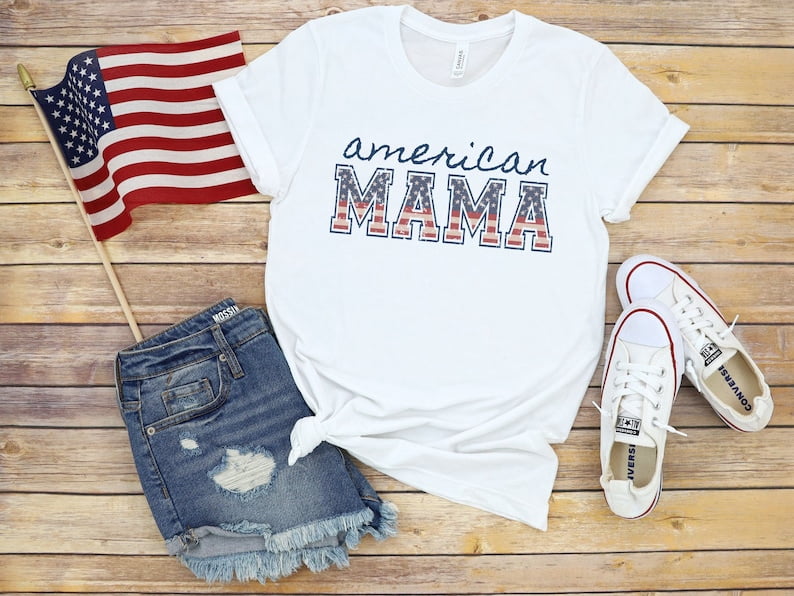 American Mama Shirt 4th of July Tee All American Mom Shirt Patriotic ...