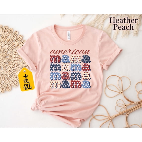 American Mama Shirt, Patriotic Mom Fourth of July Tee, Red White Blue ...