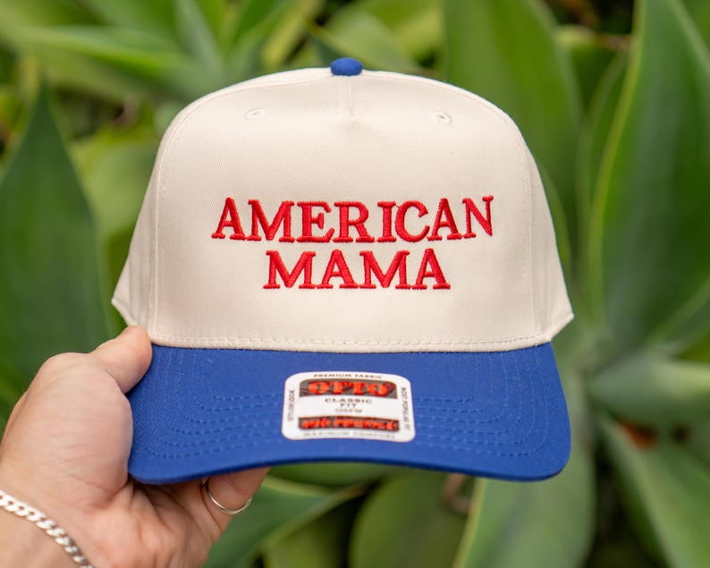 American Mama Trucker Hat, 4th of July Hat, Embroidered Snapback ...