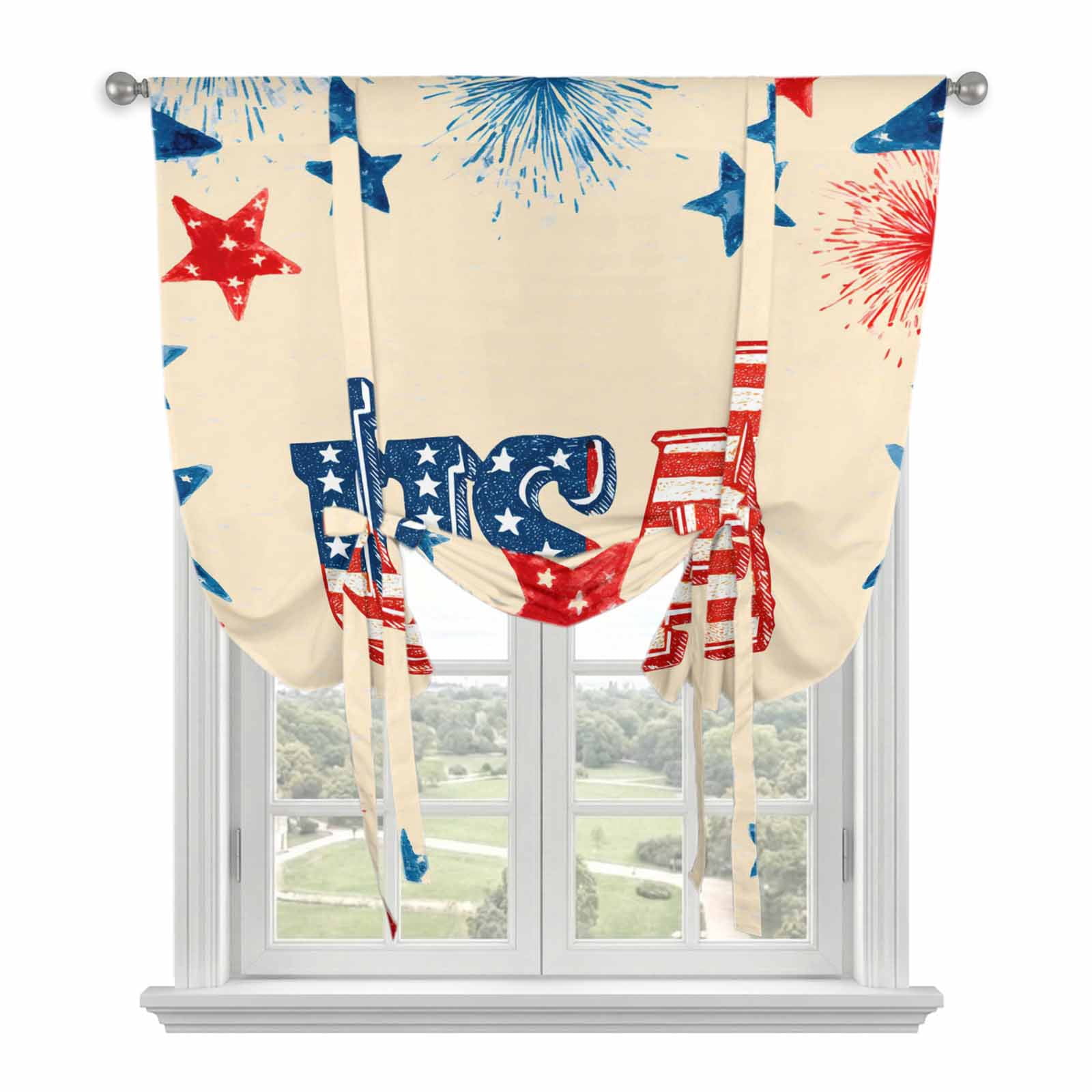 American Map Tie Up Curtains for Window, Thermal Insulated Balloon ...