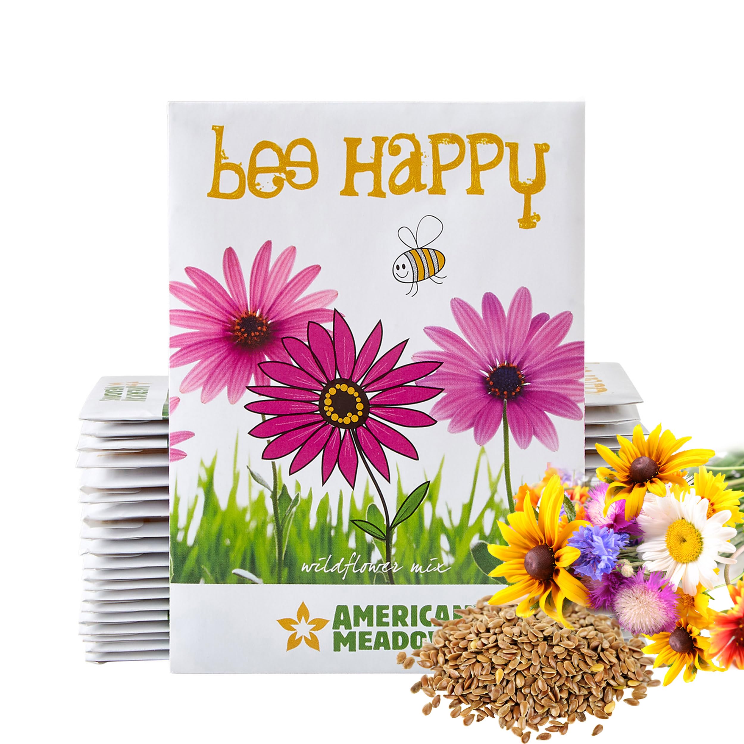 American Meadows Wildflower Seed Packets ''Bee Happy'' Party Favors ...