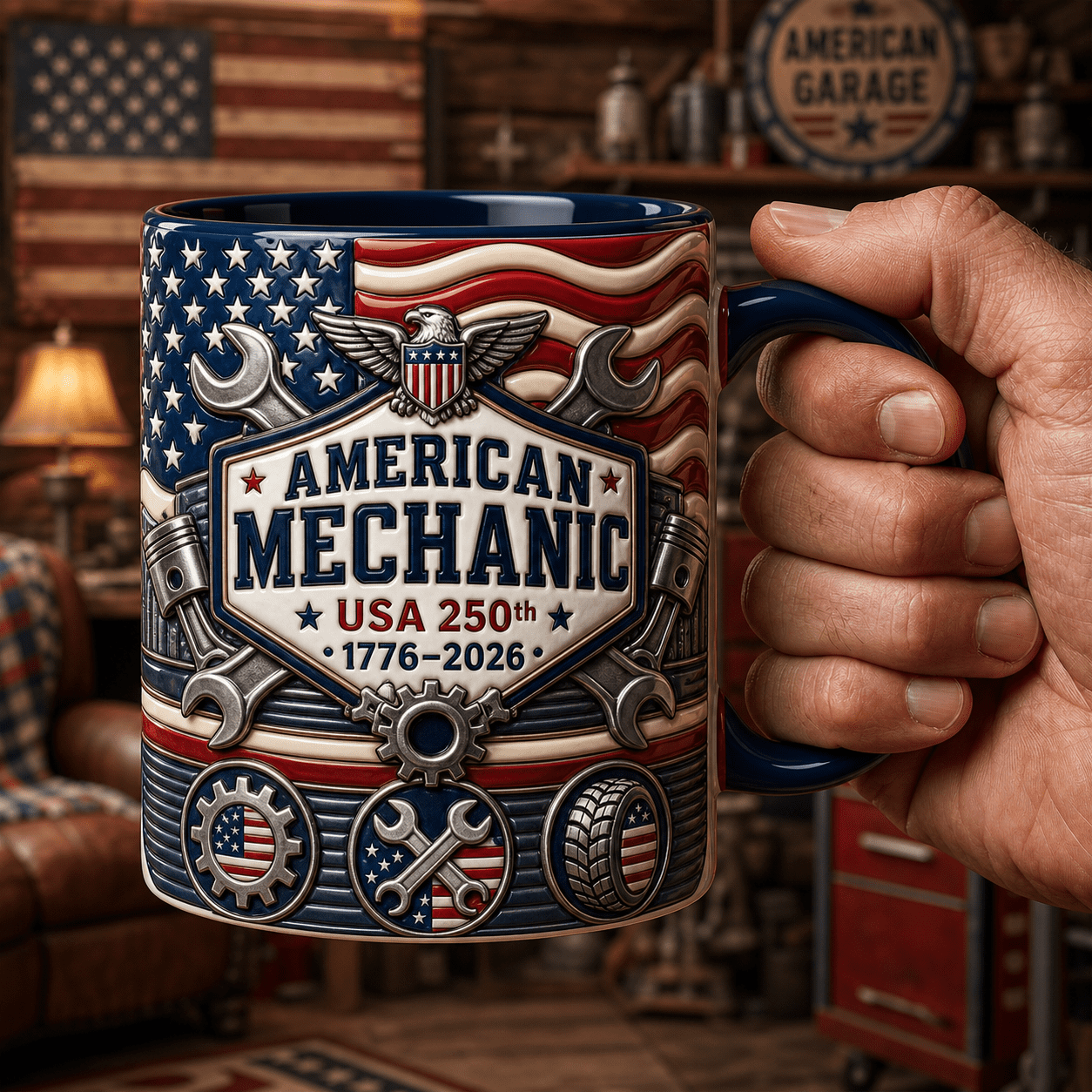 Mechanic Mug, 3D Effect USA 250th Patriotic Garage Gift - Walmart.com
