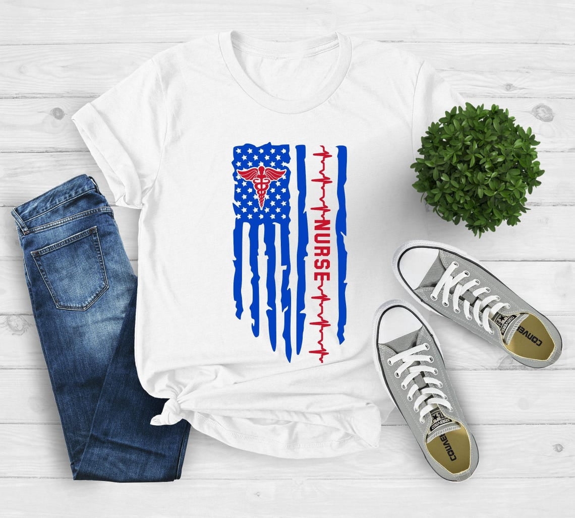 American Medical Montage Shirt, Nurse Shirt, American Flag Nurse Shirt ...