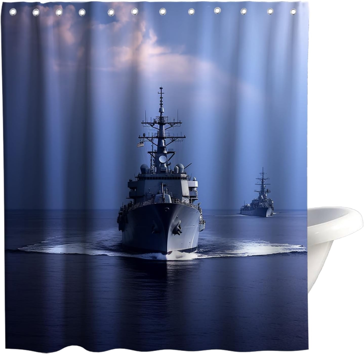 American Military Carrier Ships Aircraft Theme Cloth Fabric Shower ...