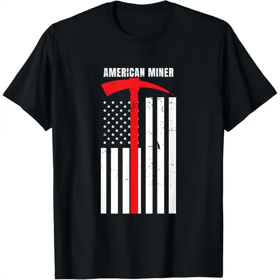 American Miner Coal Gold Pickaxe Patriotic Gift T-Shirt - Walmart.com