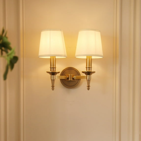 American Minimalist Full Copper Wall Lamp, LED Living Room TV ...