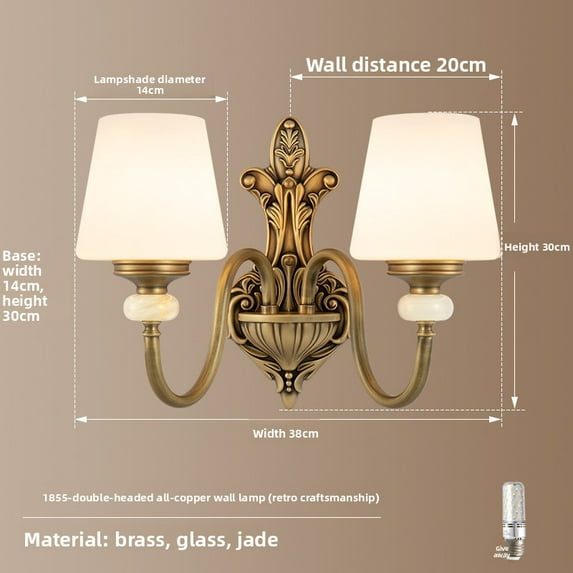 American Minimalist LED Wall Sconce, Full Copper French Vintage Wall ...