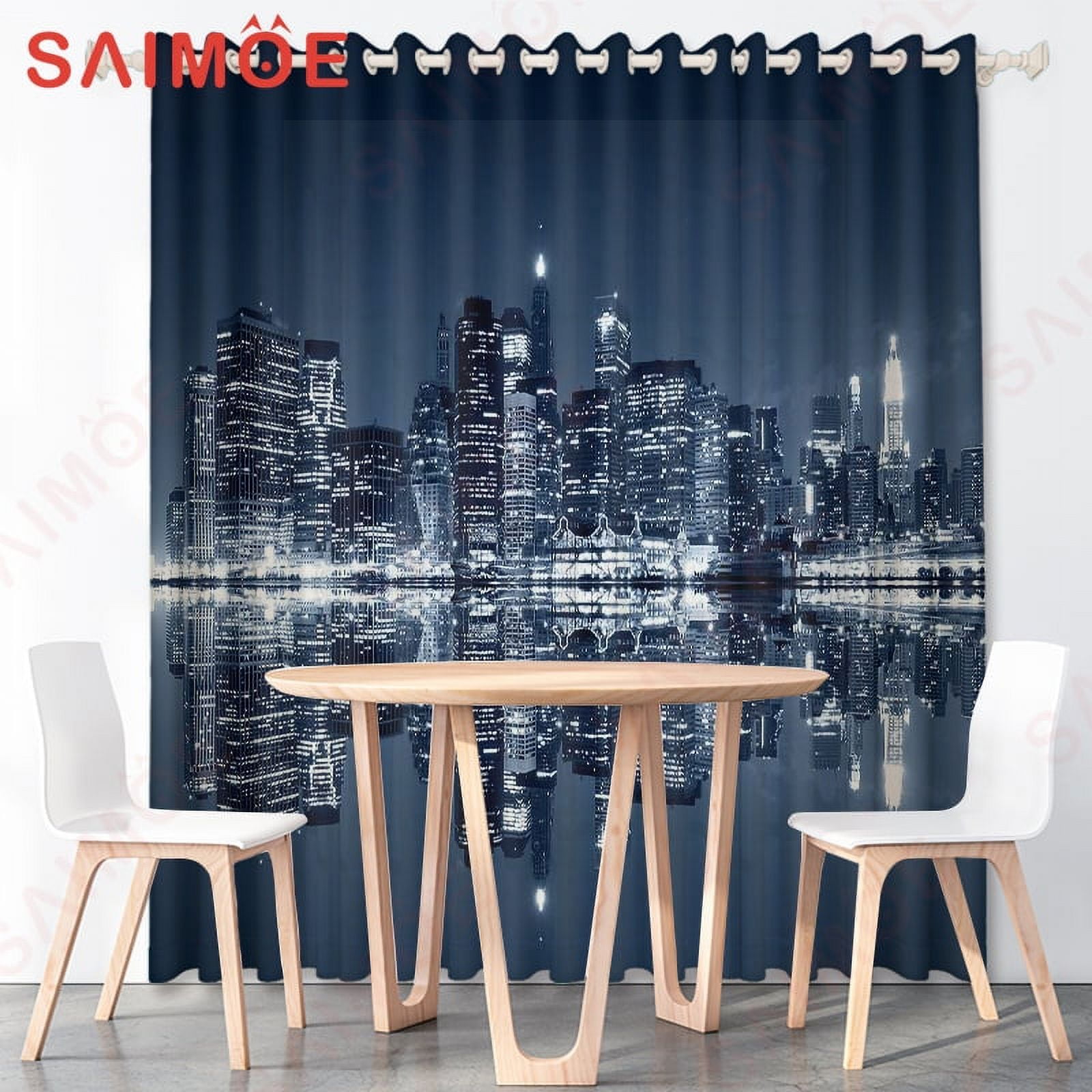 American Modern City Building View Curtains Rivers Bridge Villa Thin ...