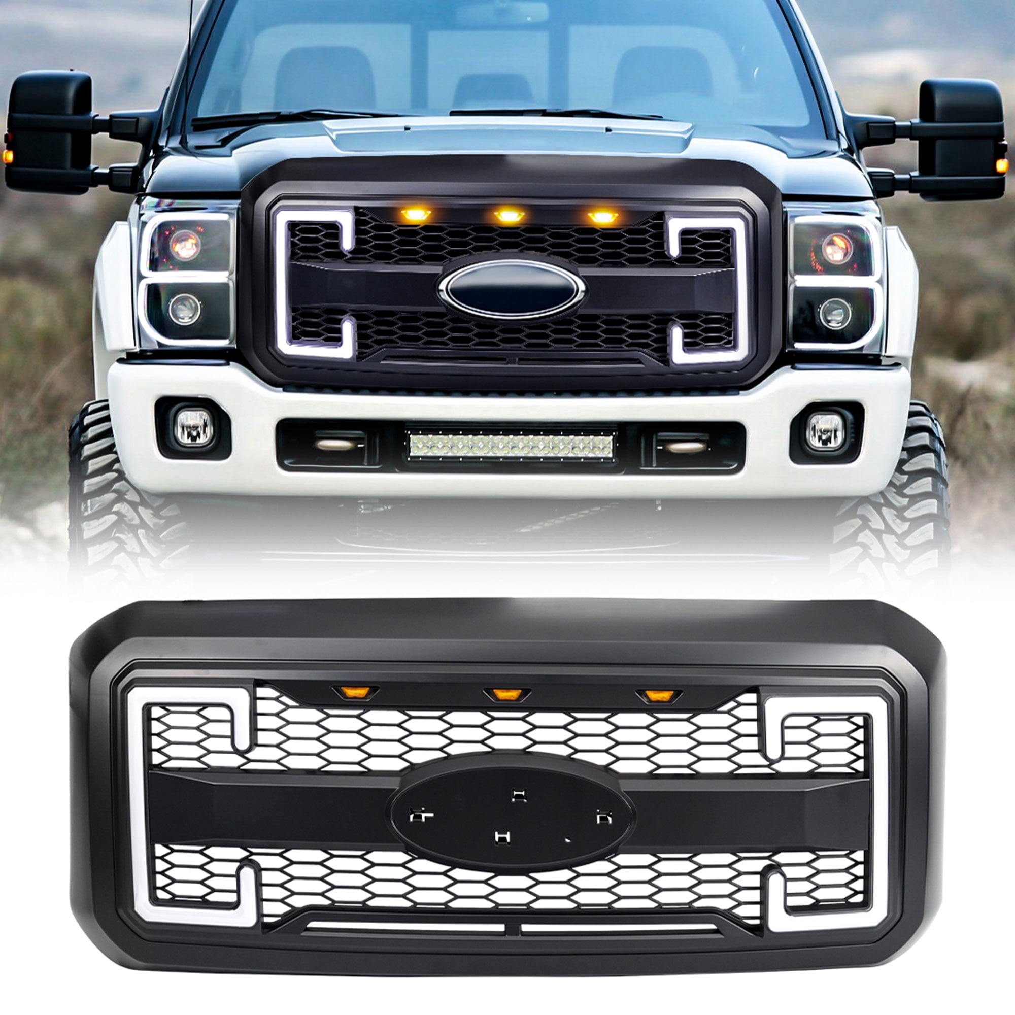 American Modified AMFMAA00122; Grille; With Light Cutouts; Matte Black ...