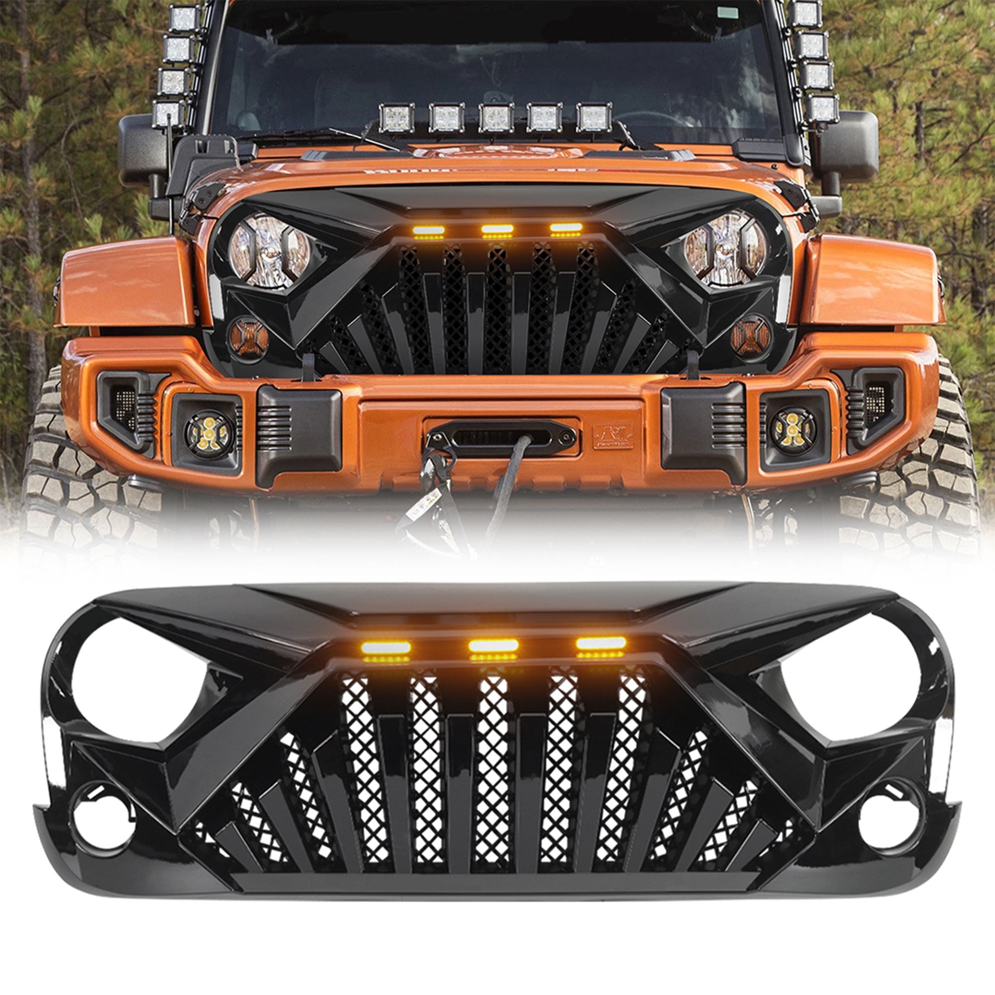 American Modified Goliath Grille for 07-18 Jeep Wrangler JK with Lights ...