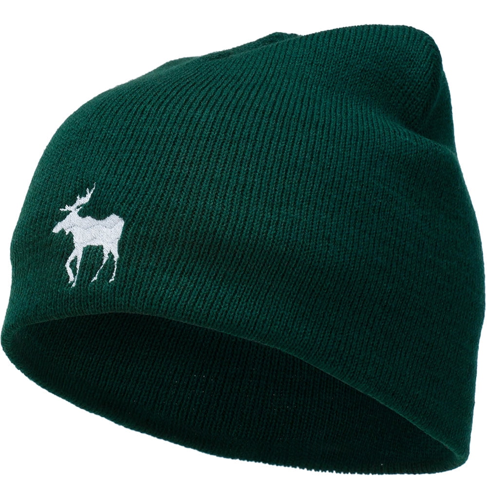 American Moose Embroidered Short Beanie - Dk Green OSFM - Walmart.com
