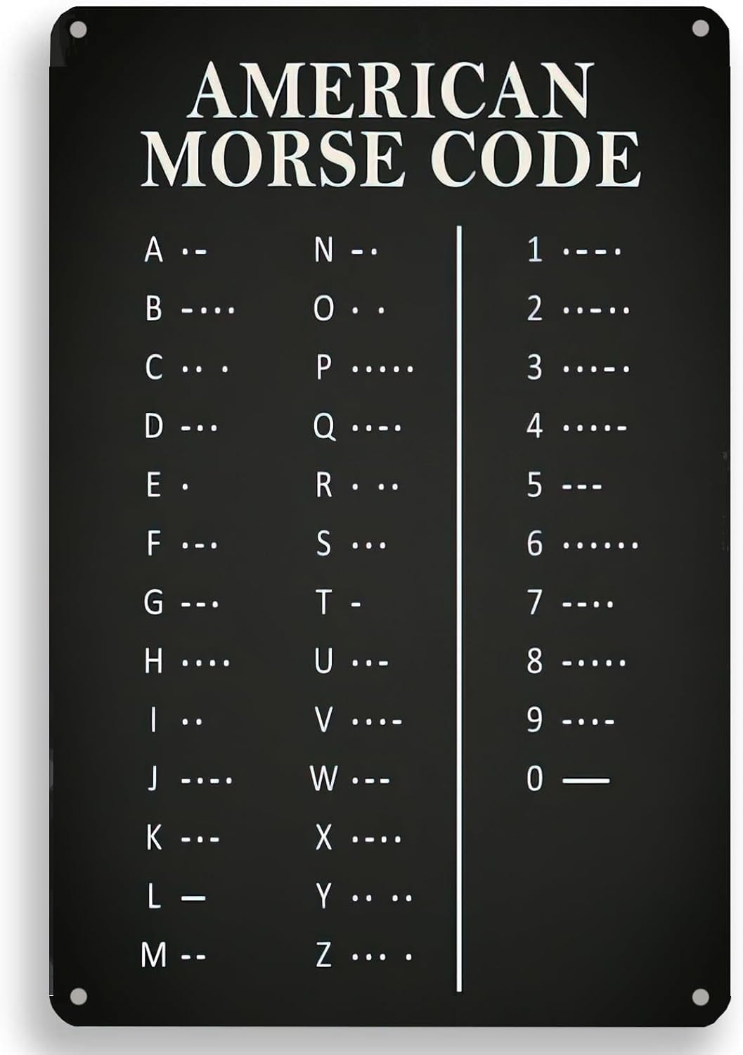 American Morse Code Vintage Metal Signs Phonetic Alphabet Morse Code ...
