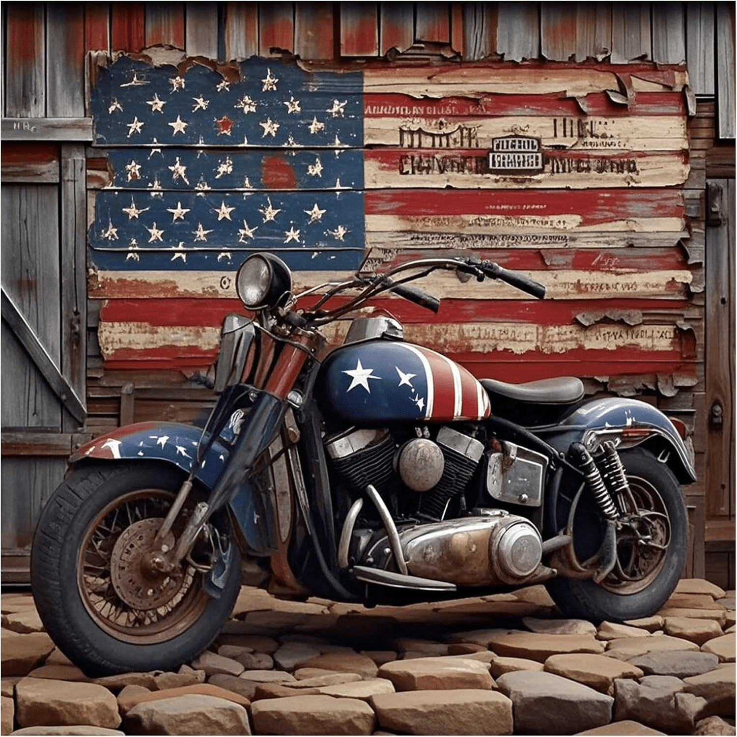 American Motorcycle Diamond Art Kits, July 4th Independence Day ...