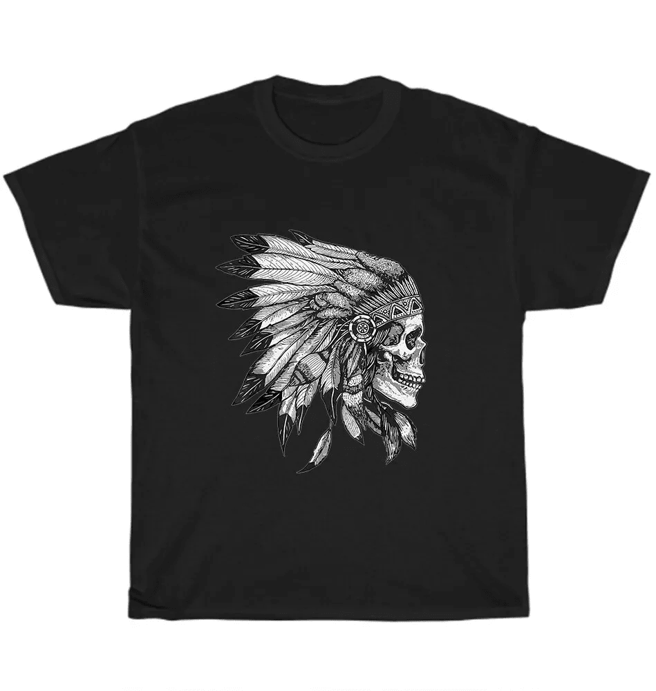 American Motorcycle Skull Native Indian Eagle Chief Feather Headdress T ...