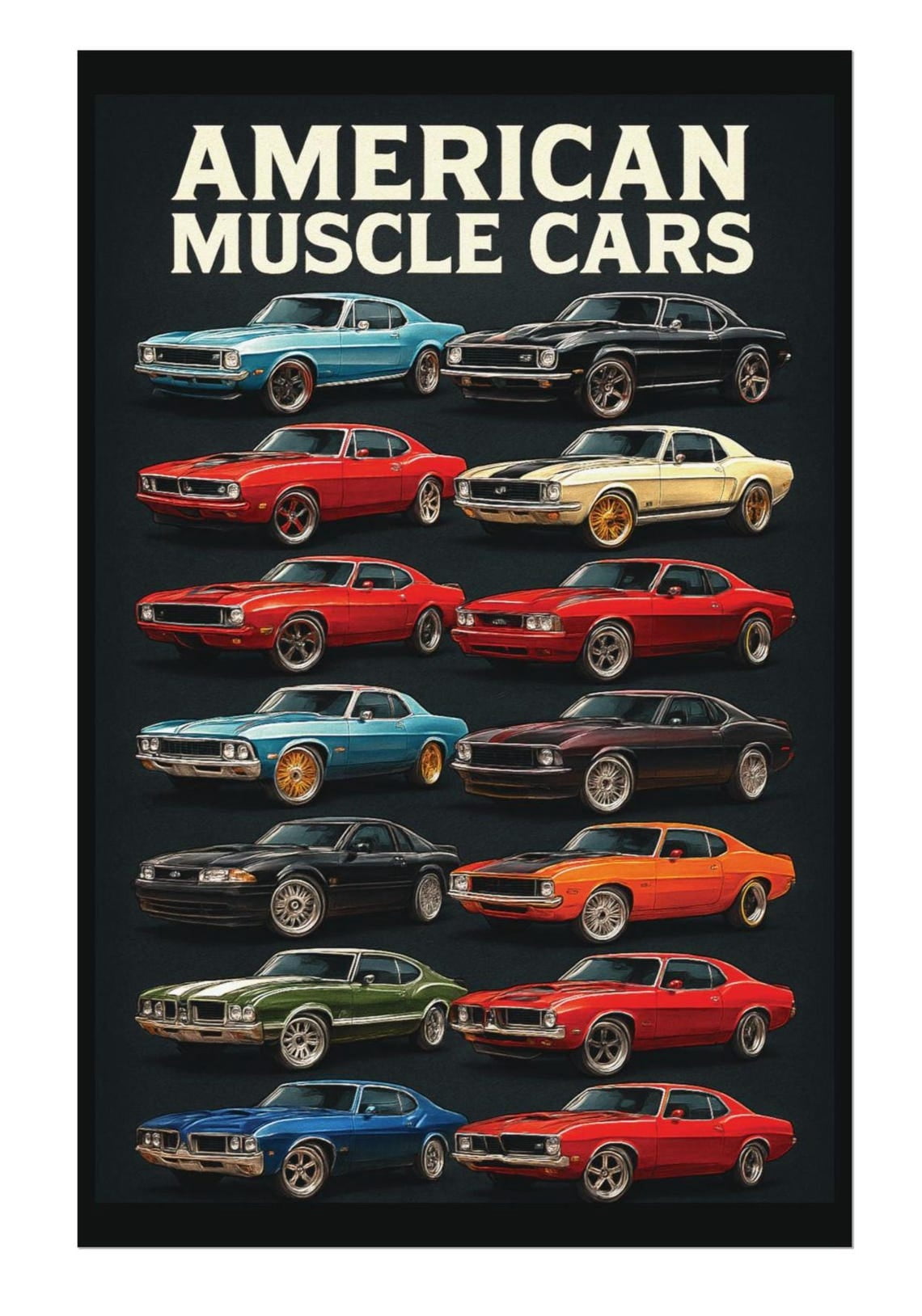 American Muscle Car Classic Garage Wall Art Unframed Paper Print ...
