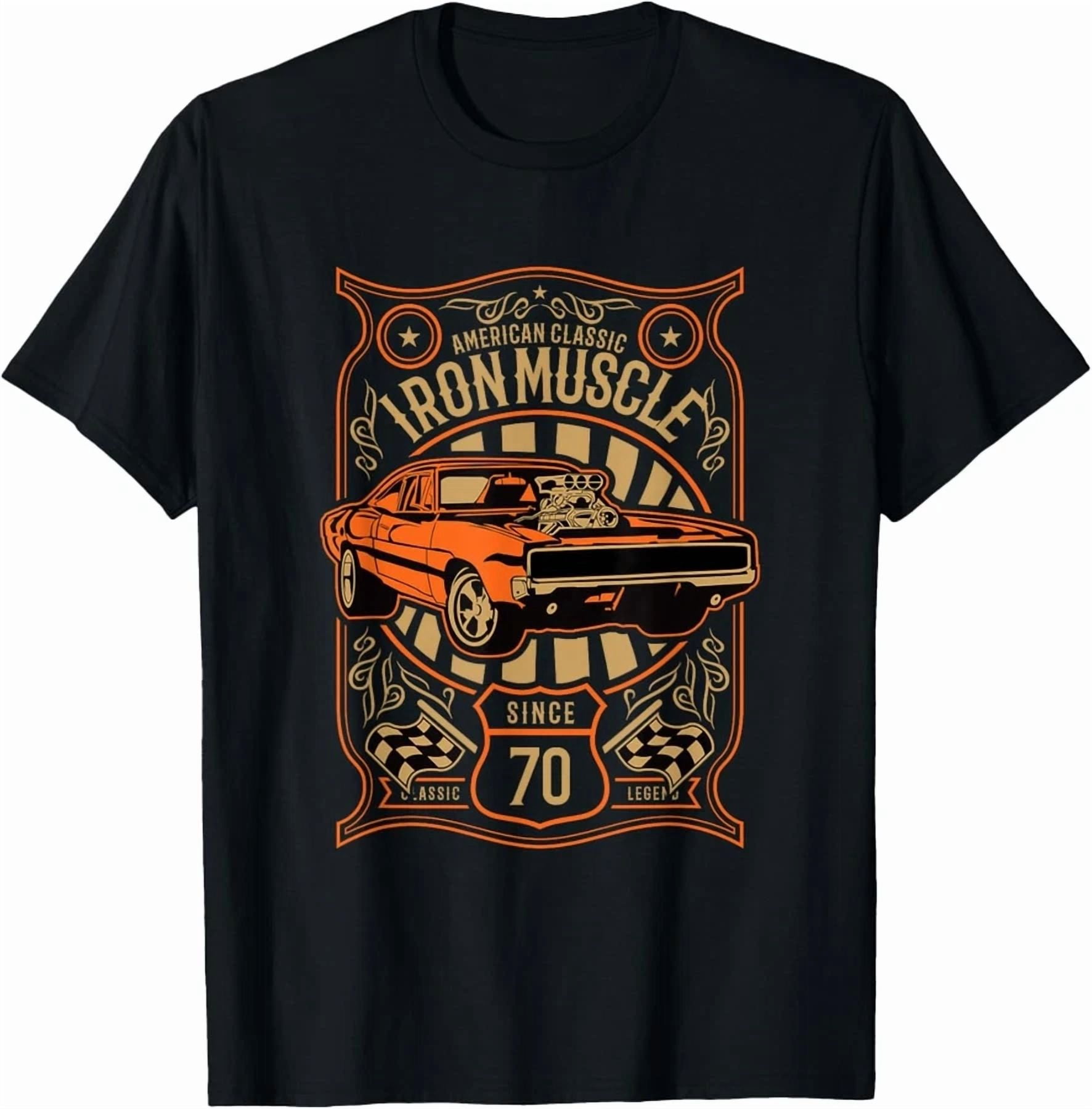 American Muscle Cars Iron Muscle Automotive Vehicle Racing Graphic Tee ...