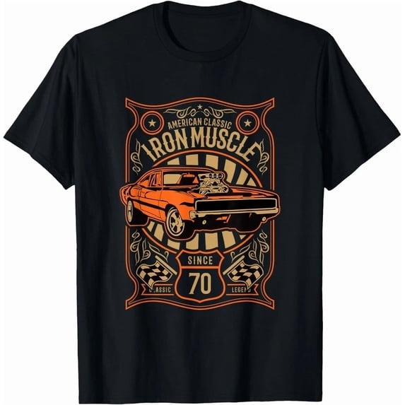 American Muscle Cars Iron Muscle Automotive Vehicle Racing Graphic Tee ...