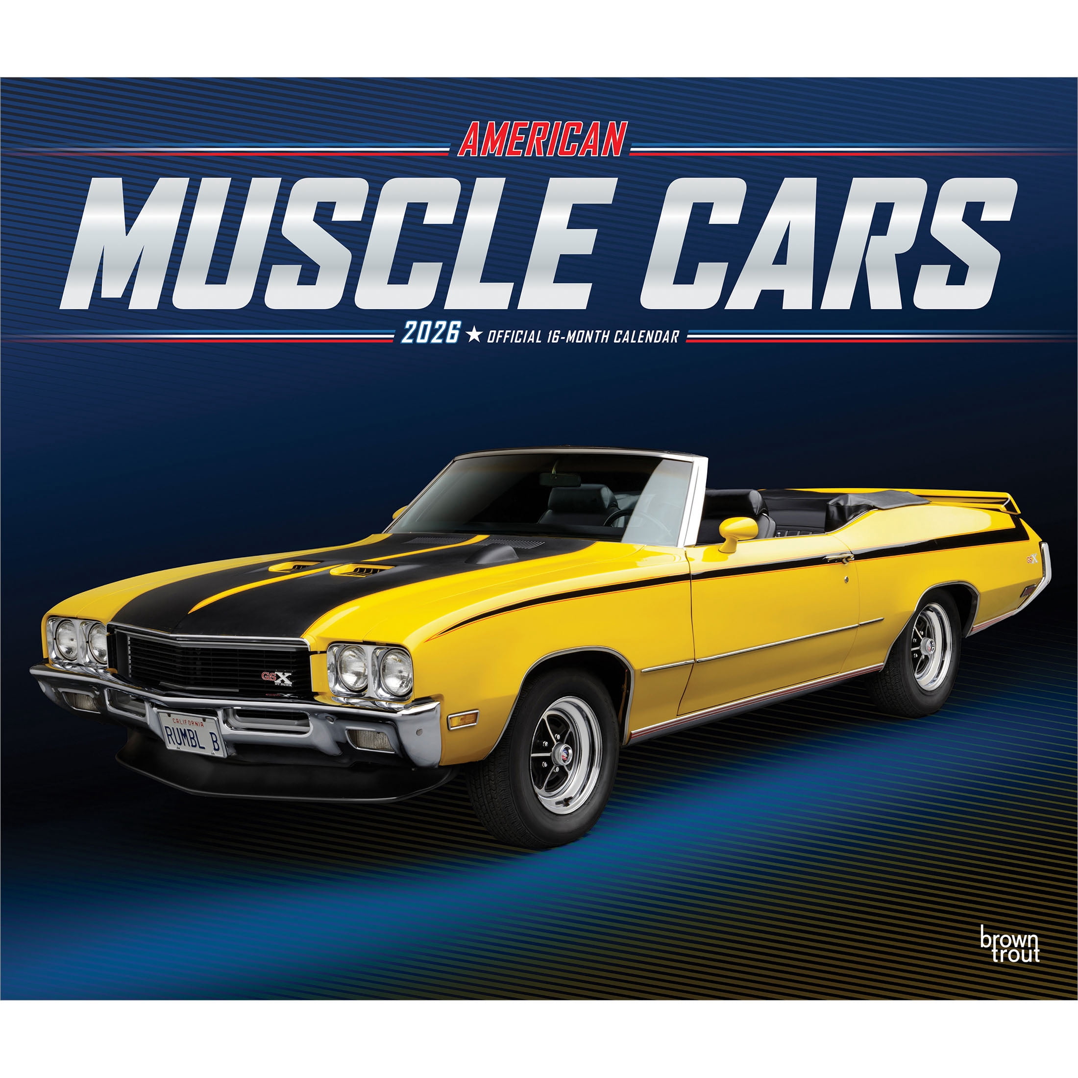 BrownTrout 2026 Deluxe Wall Calendar, 14x24, American Muscle Cars ...