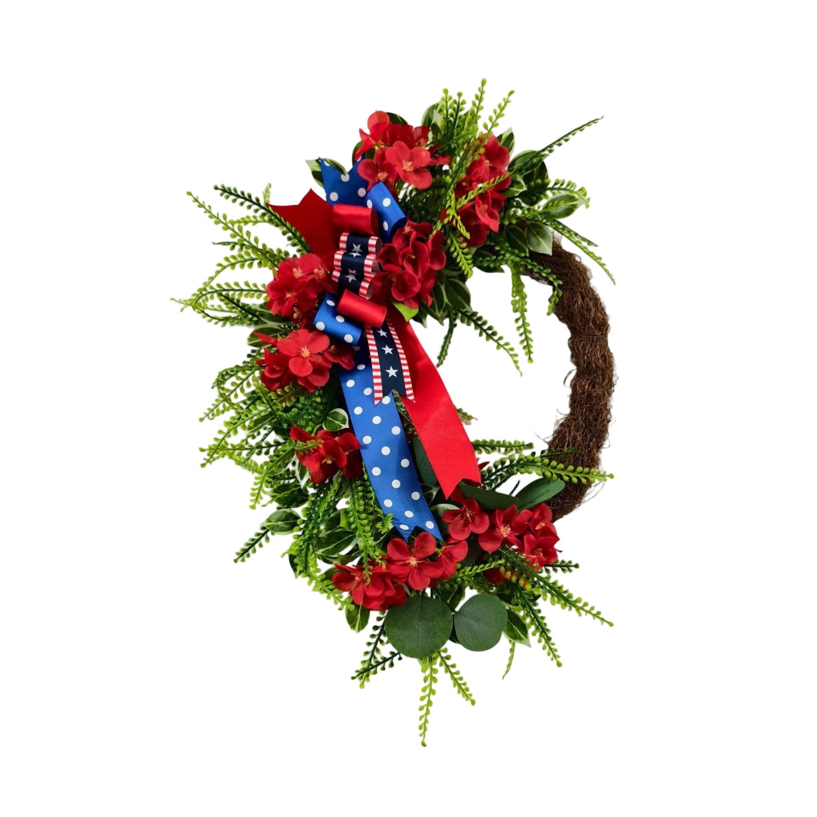 American National Day Themed Wreath Red Blue Flower Ring for ...