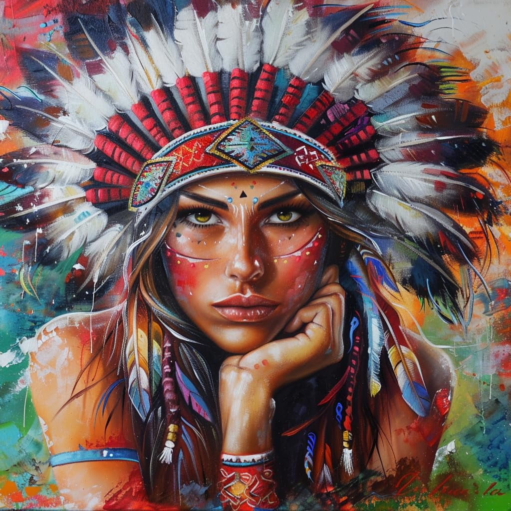 American Native Indian Beauty Portrait 5D Diamond Art Painting by ...