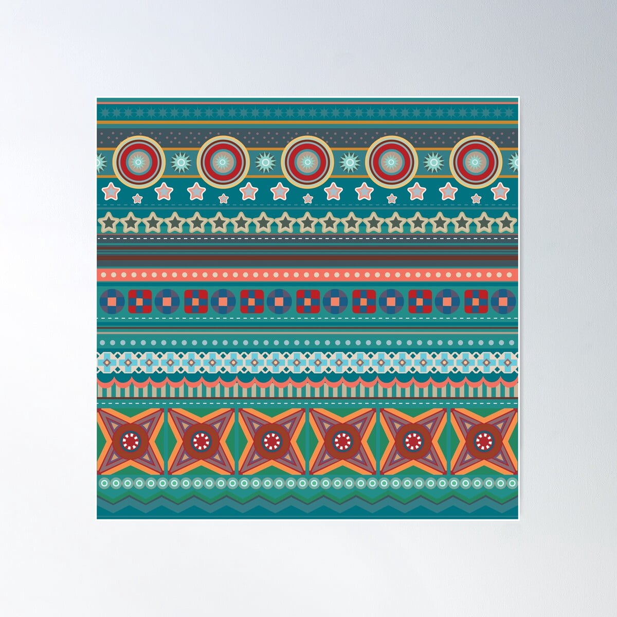 American Native Indian Geometric Ancient Pattern Poster Wall Art ...
