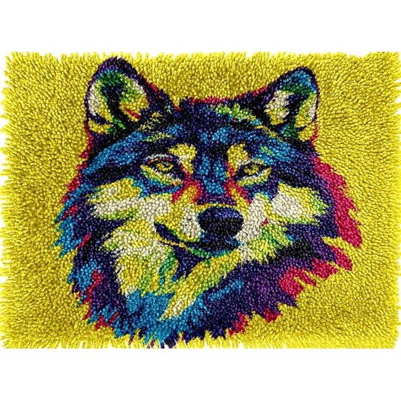 American Native Indian Wolf Colorful Latch Hook Rug kits Printed ...