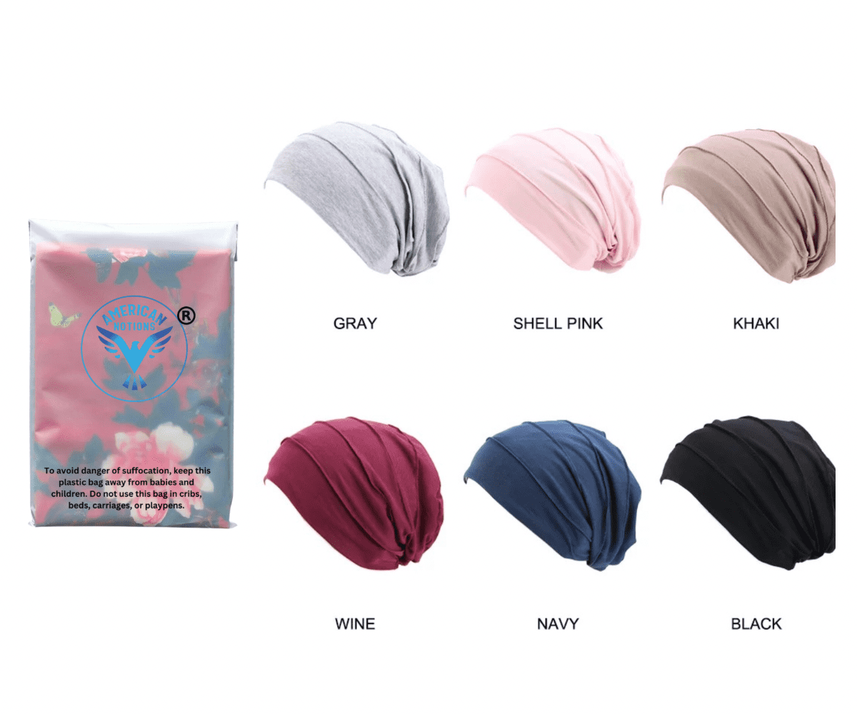American Notions 6 Piece Women's Satin Silk Lined Sleep Cap, Slouchy ...