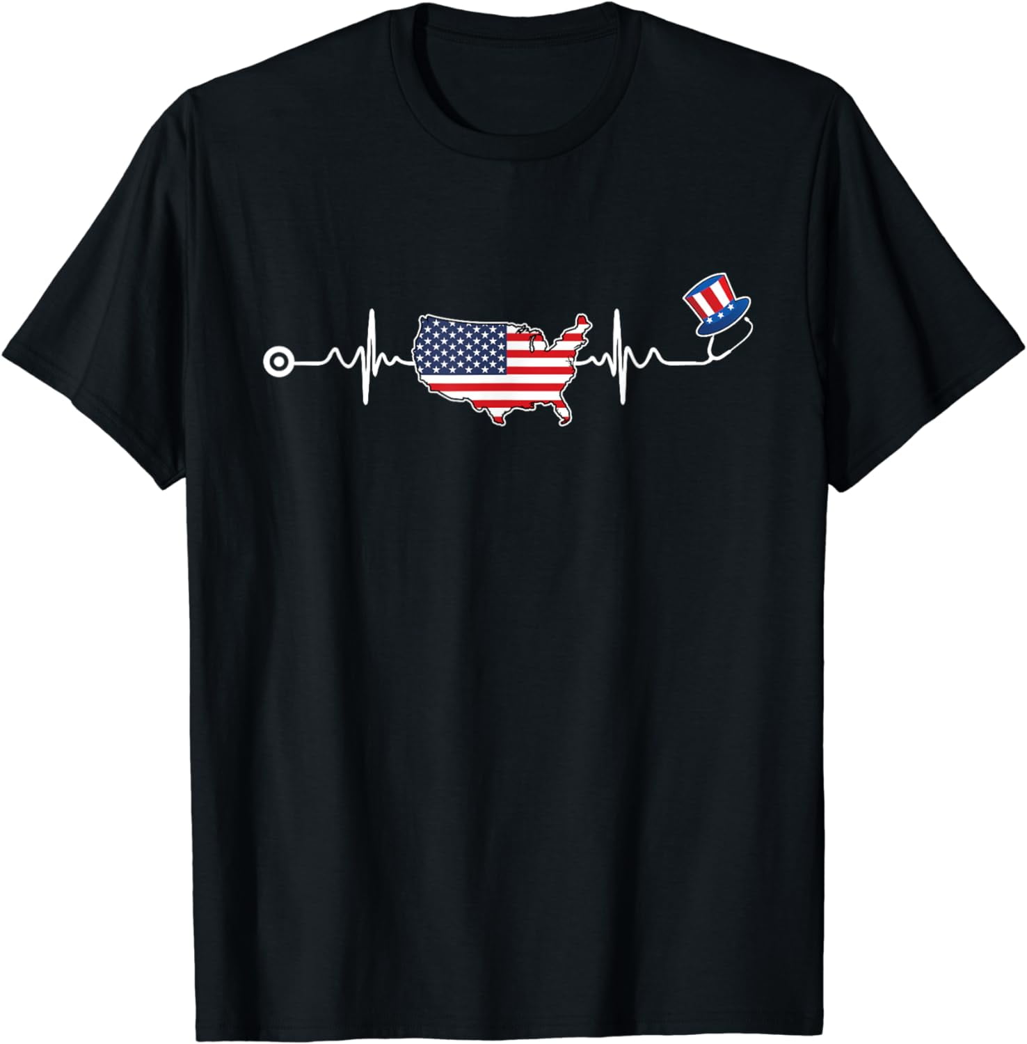 American Nurse 4th Of July USA Flag Map Patriotic RN Nursing Cotton T ...