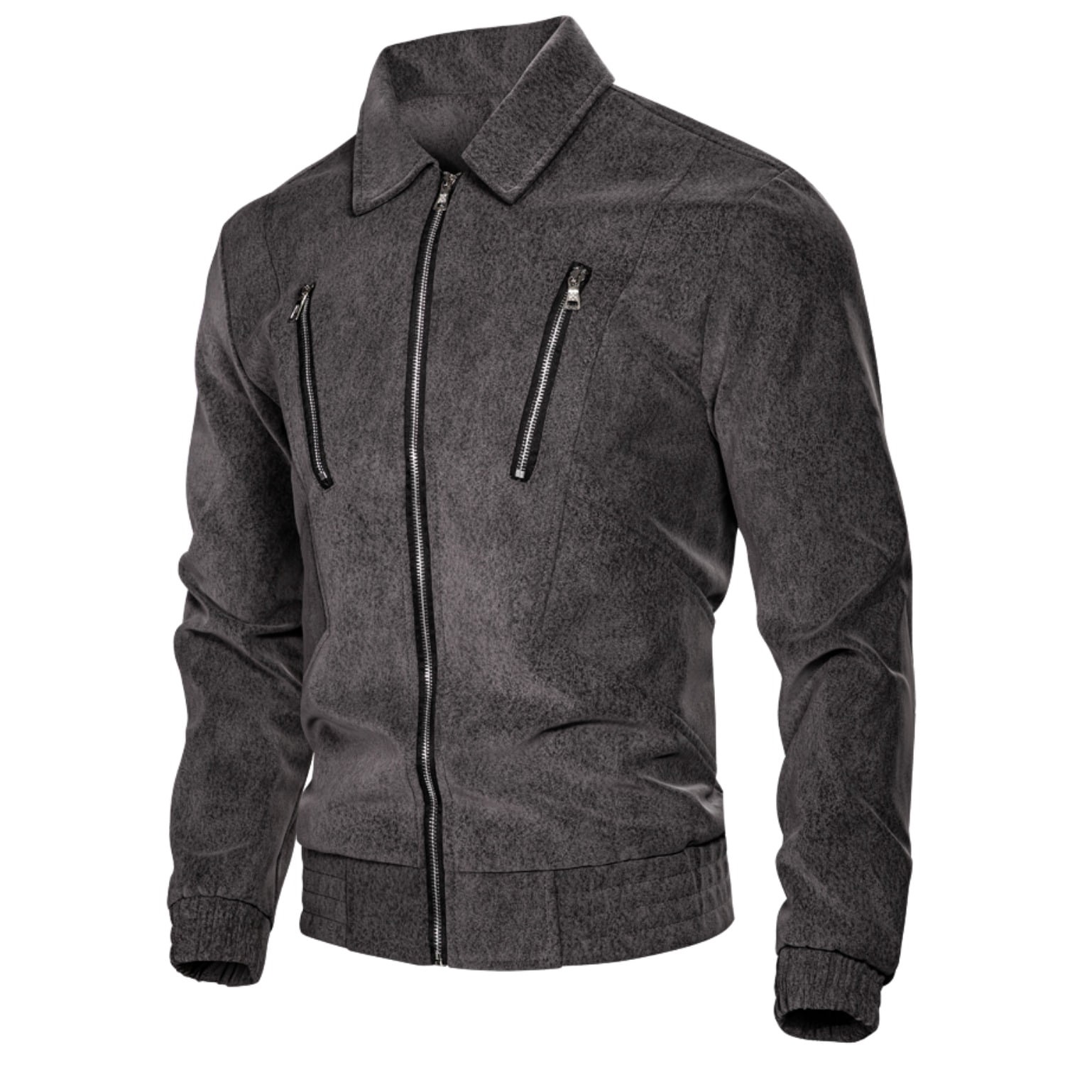 American PU leather lapel jacket men's biker jacket - Walmart.com